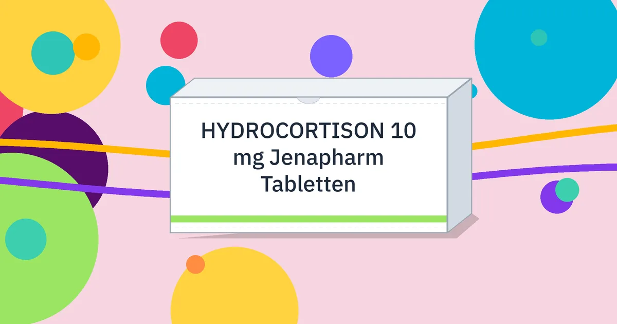 Symbolbild: Packung mit der Aufschrift HYDROCORTISON 10 mg Jenapharm Tabletten (PZN 06342983) – Verfügbarkeit und Bezug in Apotheken in Frankfurt am Main
