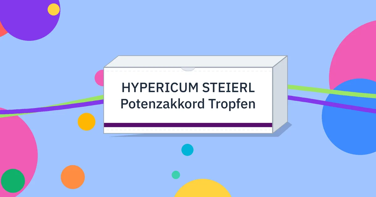 Symbolbild: Packung mit der Aufschrift HYPERICUM STEIERL Potenzakkord Tropfen (PZN 07419618) – Verfügbarkeit und Bezug in Apotheken in Frankfurt am Main