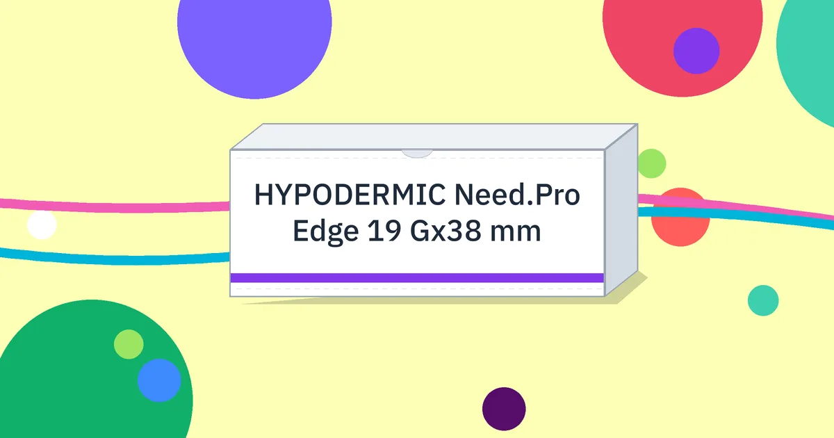 Symbolbild: Packung mit der Aufschrift HYPODERMIC Need.Pro Edge 19 Gx38 mm (PZN 06402892) – Verfügbarkeit und Bezug in Apotheken in Frankfurt am Main
