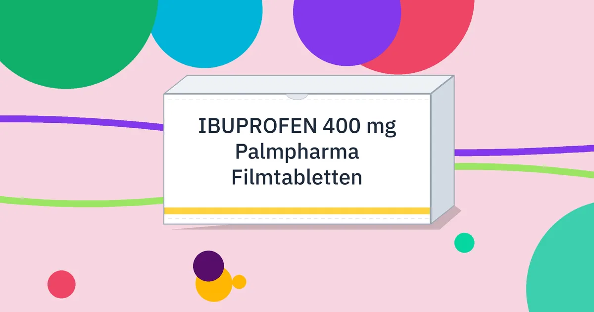 Symbolbild: Packung mit der Aufschrift IBUPROFEN 400 mg Palmpharma Filmtabletten (PZN 18403106) – Verfügbarkeit und Bezug in Apotheken in Frankfurt am Main