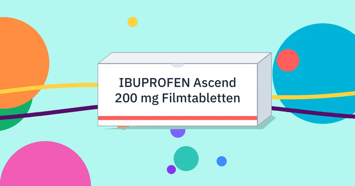 Symbolbild: Packung mit der Aufschrift IBUPROFEN Ascend 200 mg Filmtabletten (PZN 16127091) – Verfügbarkeit und Bezug in Apotheken in Frankfurt am Main
