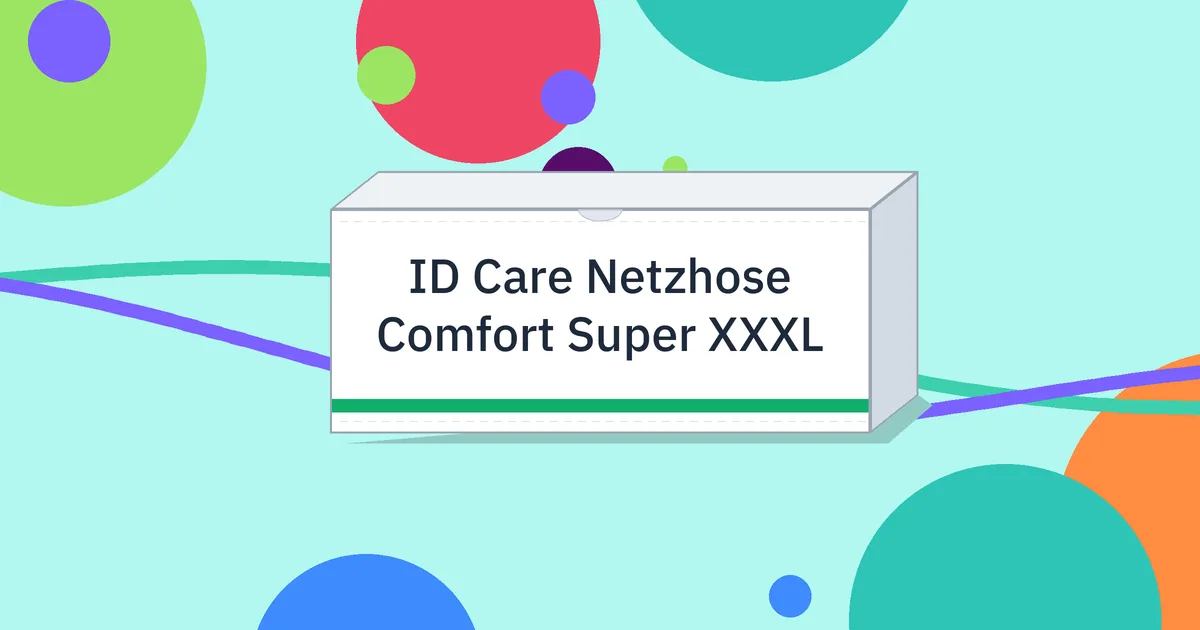 Symbolbild: Packung mit der Aufschrift ID Care Netzhose Comfort Super XXXL (PZN 18874308) – Verfügbarkeit und Bezug in Apotheken in Frankfurt am Main