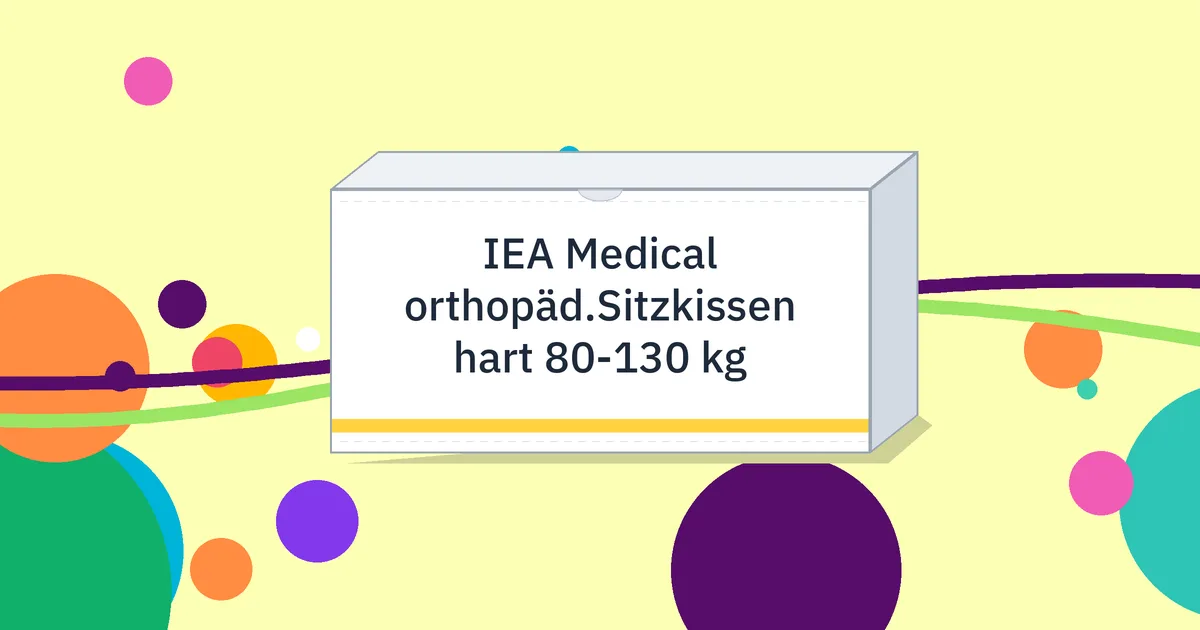 Symbolbild: Packung mit der Aufschrift IEA Medical orthopäd.Sitzkissen hart 80-130 kg (PZN 20115202) – Verfügbarkeit und Bezug in Apotheken in Frankfurt am Main