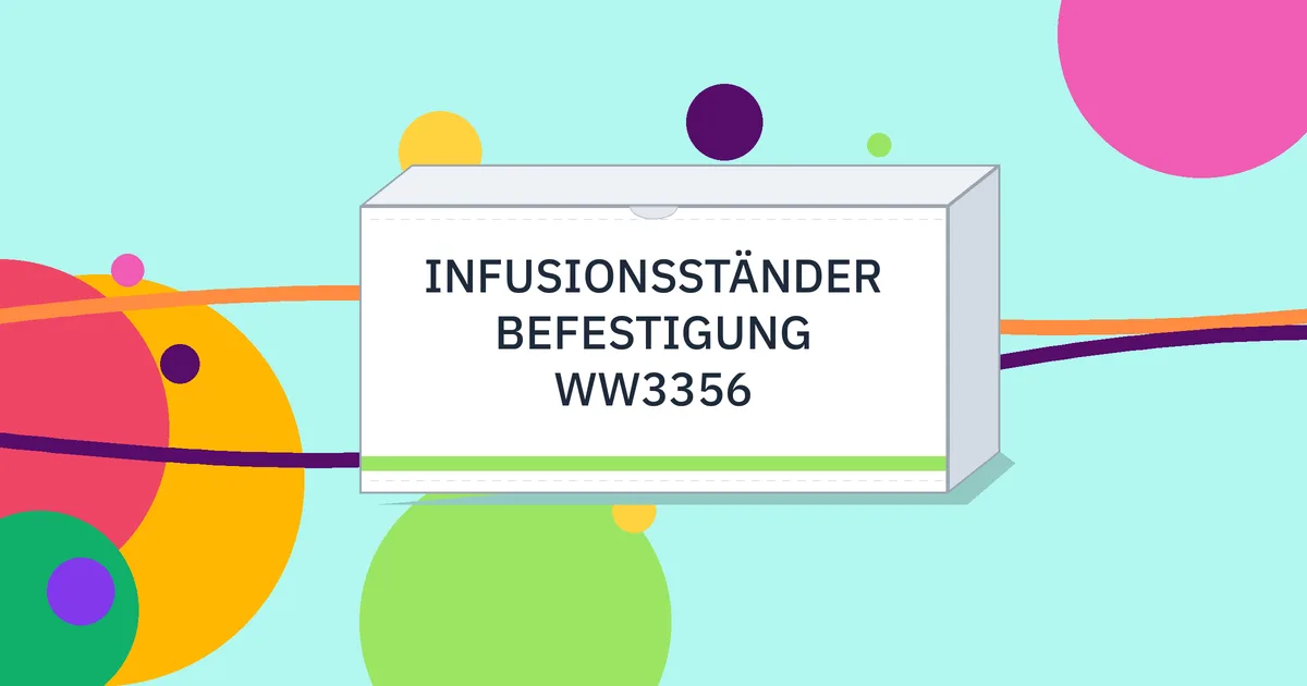 Symbolbild: Packung mit der Aufschrift INFUSIONSSTÄNDER BEFESTIGUNG WW3356 (PZN 06403756) – Verfügbarkeit und Bezug in Apotheken in Frankfurt am Main