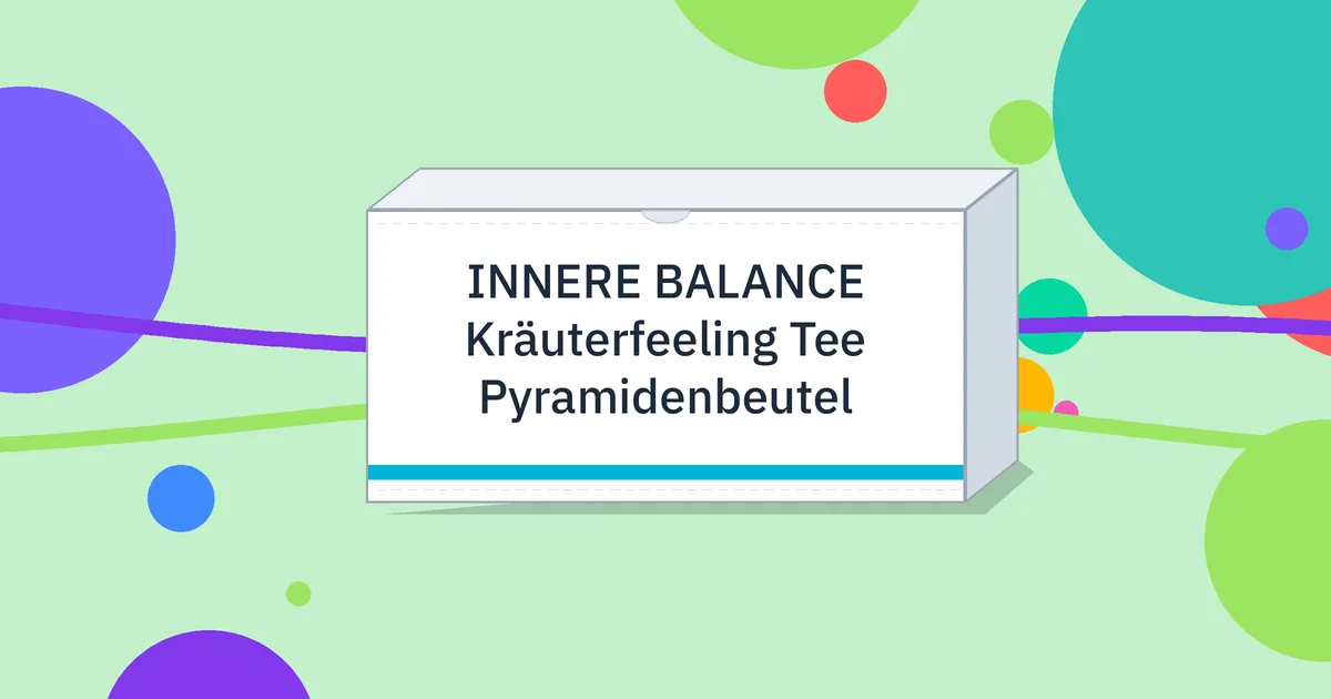 Symbolbild: Packung mit der Aufschrift INNERE BALANCE Kräuterfeeling Tee Pyramidenbeutel (PZN 16739339) – Verfügbarkeit und Bezug in Apotheken in Frankfurt am Main