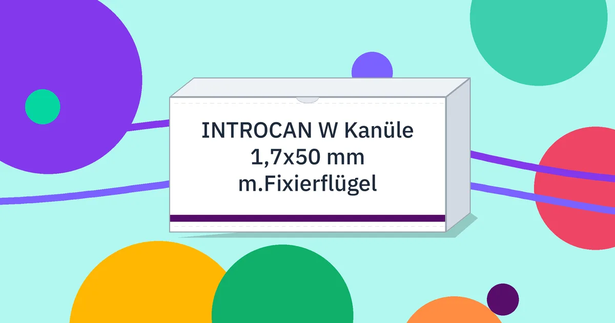 Symbolbild: Packung mit der Aufschrift INTROCAN W Kanüle 1,7x50 mm m.Fixierflügel (PZN 04423938) – Verfügbarkeit und Bezug in Apotheken in Frankfurt am Main