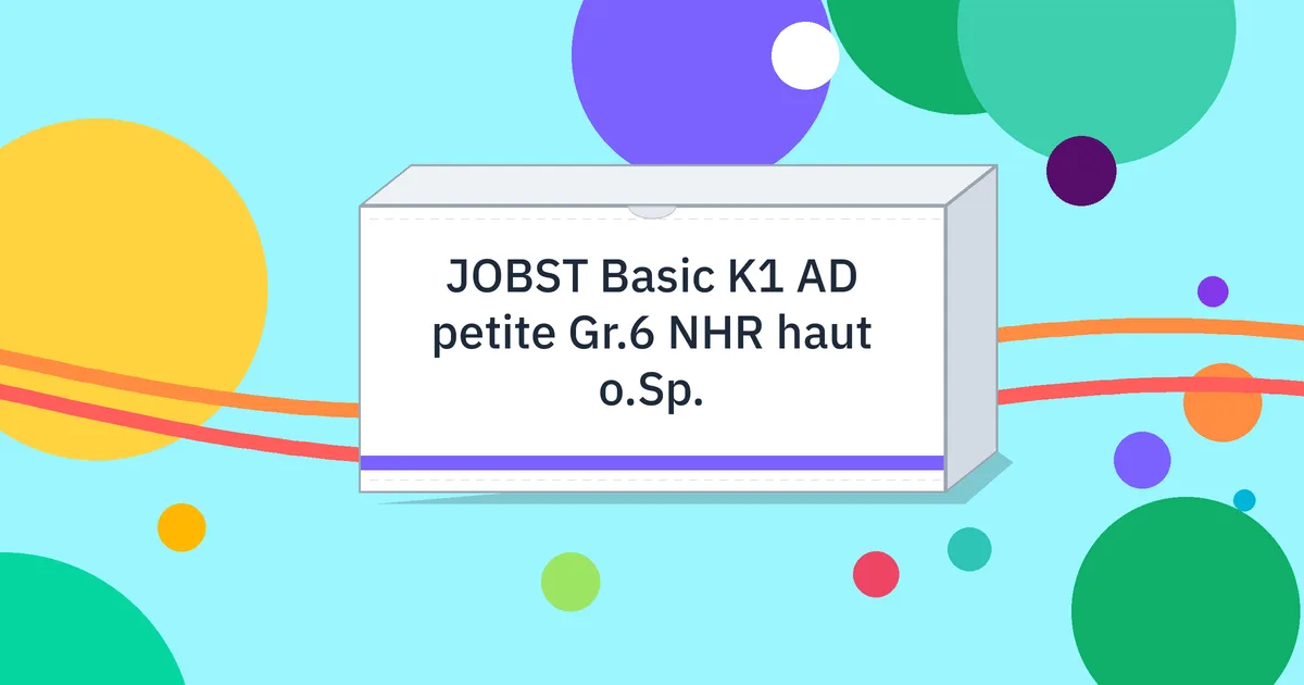 Symbolbild: Packung mit der Aufschrift JOBST Basic K1 AD petite Gr.6 NHR haut o.Sp. (PZN 15312946) – Verfügbarkeit und Bezug in Apotheken in Frankfurt am Main