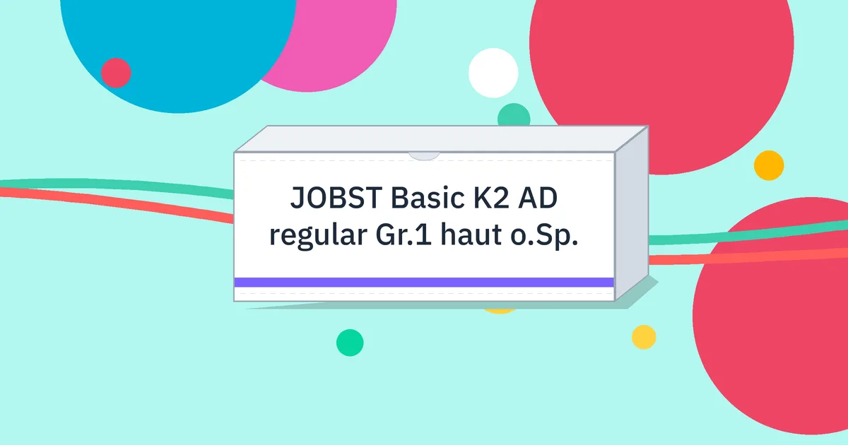 Symbolbild: Packung mit der Aufschrift JOBST Basic K2 AD regular Gr.1 haut o.Sp. (PZN 11249263) – Verfügbarkeit und Bezug in Apotheken in Frankfurt am Main