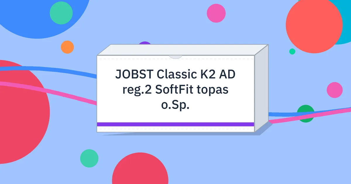 Symbolbild: Packung mit der Aufschrift JOBST Classic K2 AD reg.2 SoftFit topas o.Sp. (PZN 14221704) – Verfügbarkeit und Bezug in Apotheken in Frankfurt am Main