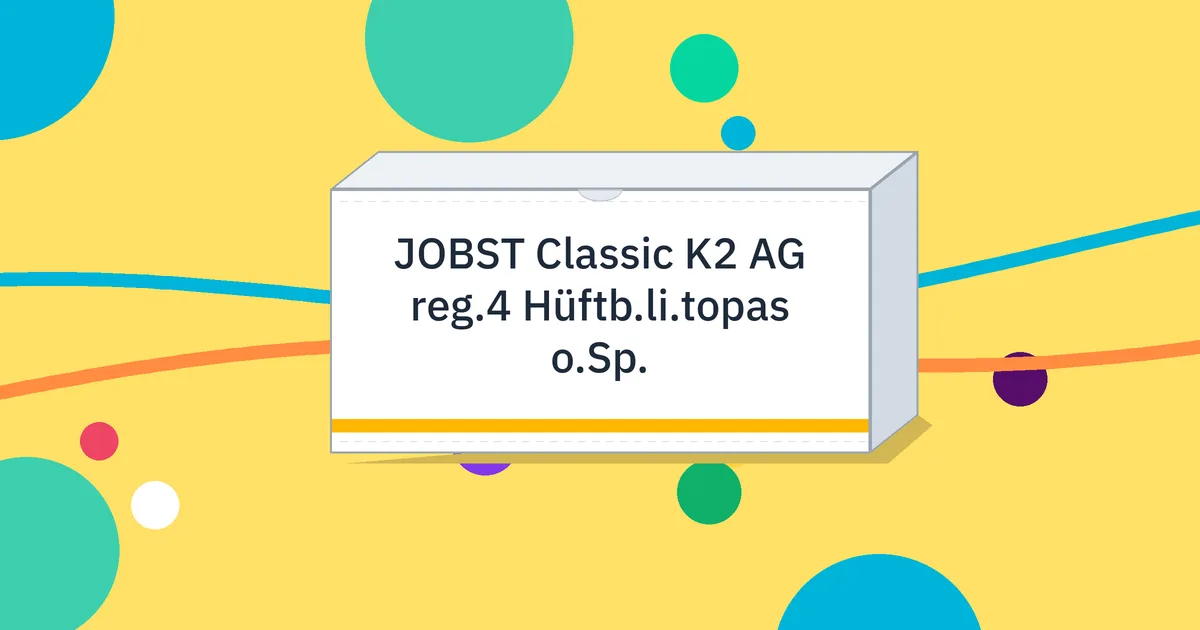 Symbolbild: Packung mit der Aufschrift JOBST Classic K2 AG reg.4 Hüftb.li.topas o.Sp. (PZN 13066325) – Verfügbarkeit und Bezug in Apotheken in Frankfurt am Main