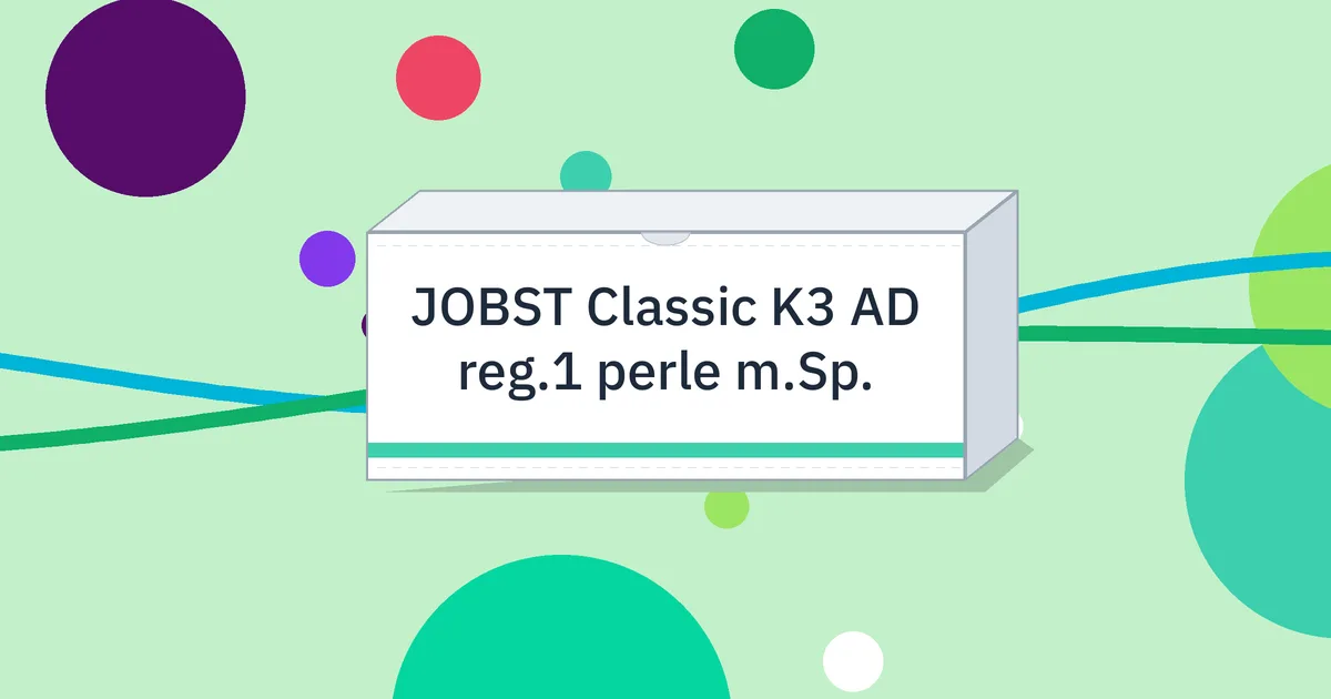 Symbolbild: Packung mit der Aufschrift JOBST Classic K3 AD reg.1 perle m.Sp. (PZN 13070887) – Verfügbarkeit und Bezug in Apotheken in Frankfurt am Main