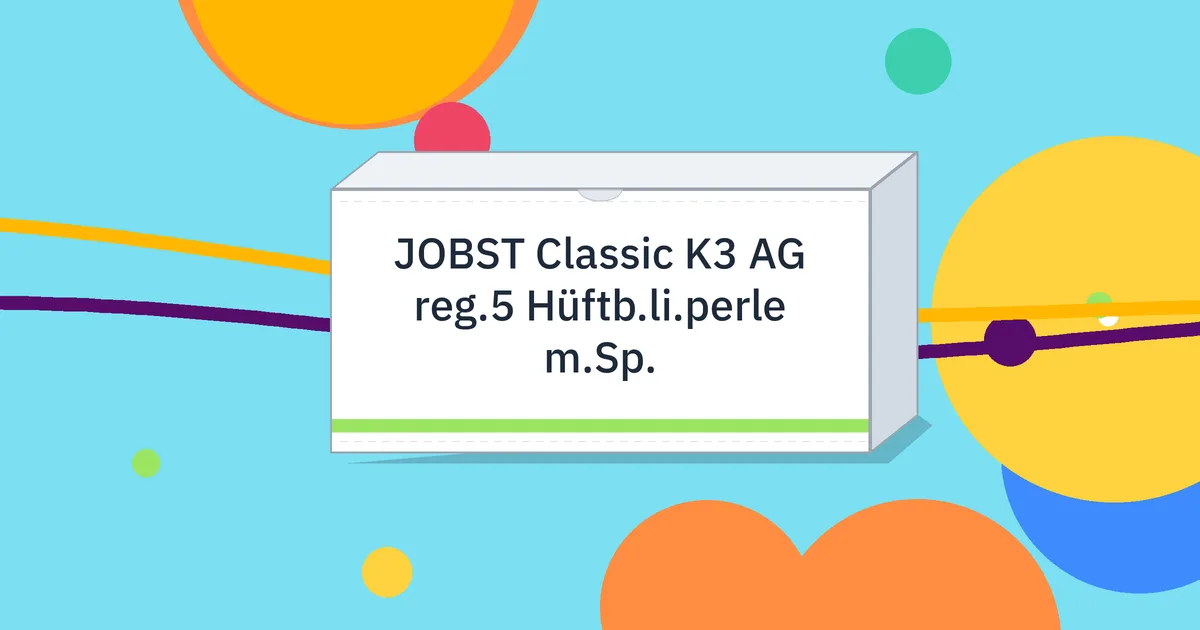 Symbolbild: Packung mit der Aufschrift JOBST Classic K3 AG reg.5 Hüftb.li.perle m.Sp. (PZN 13075353) – Verfügbarkeit und Bezug in Apotheken in Frankfurt am Main
