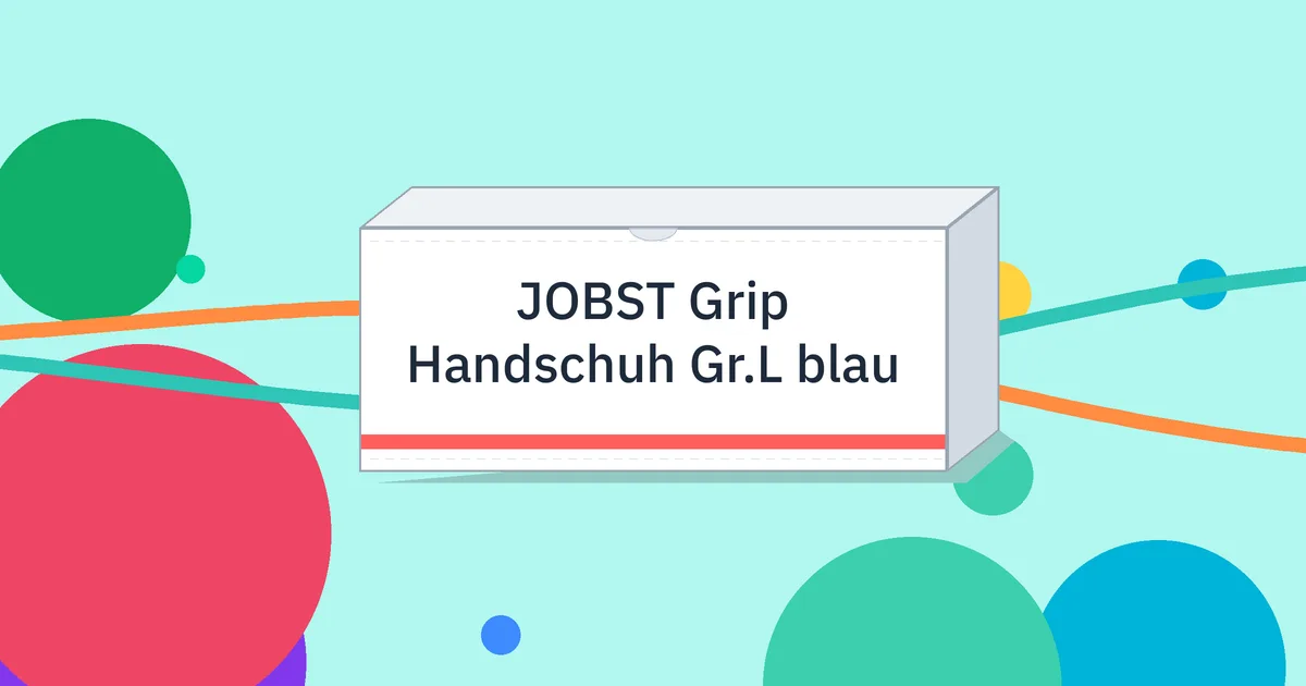 Symbolbild: Packung mit der Aufschrift JOBST Grip Handschuh Gr.L blau (PZN 15233388) – Verfügbarkeit und Bezug in Apotheken in Frankfurt am Main