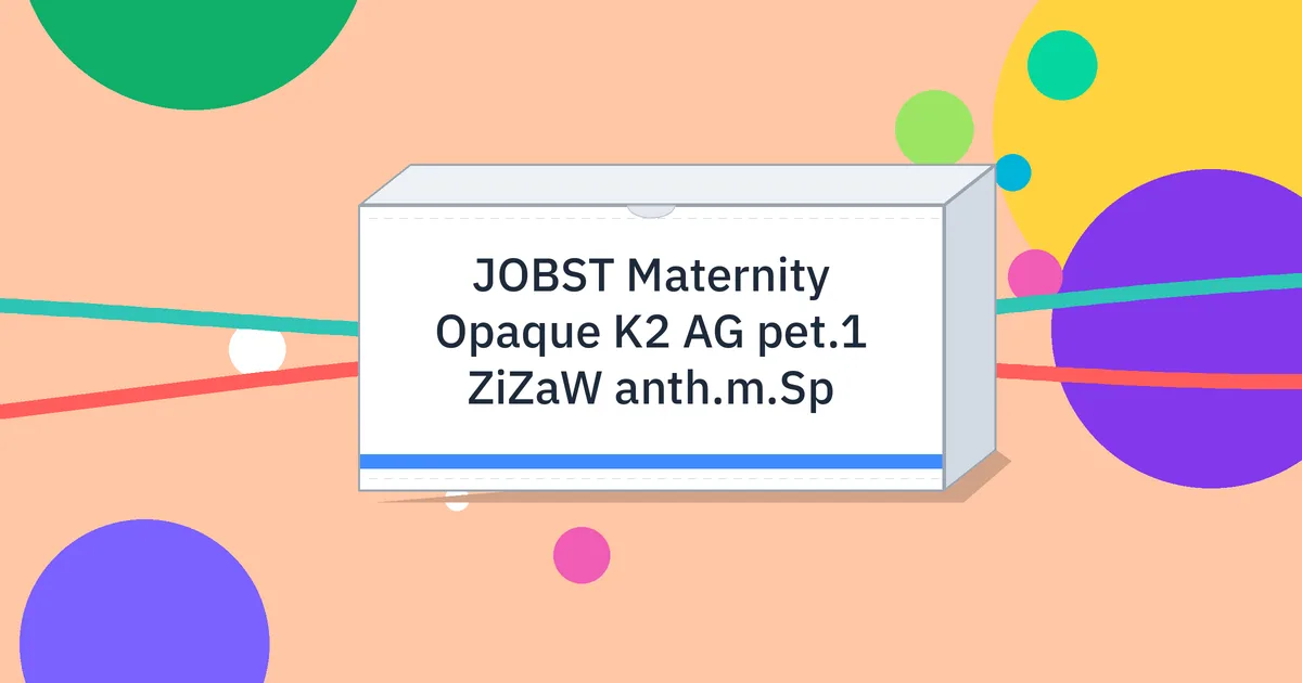 Symbolbild: Packung mit der Aufschrift JOBST Maternity Opaque K2 AG pet.1 ZiZaW anth.m.Sp (PZN 15856244) – Verfügbarkeit und Bezug in Apotheken in Frankfurt am Main