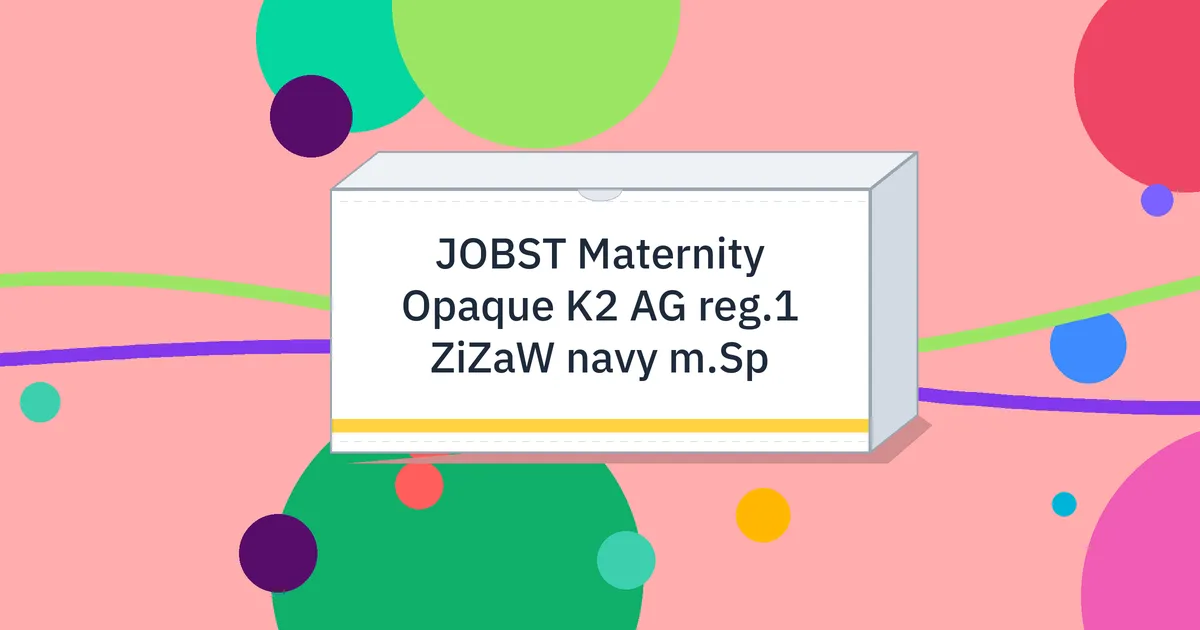 Symbolbild: Packung mit der Aufschrift JOBST Maternity Opaque K2 AG reg.1 ZiZaW navy m.Sp (PZN 15860665) – Verfügbarkeit und Bezug in Apotheken in Frankfurt am Main