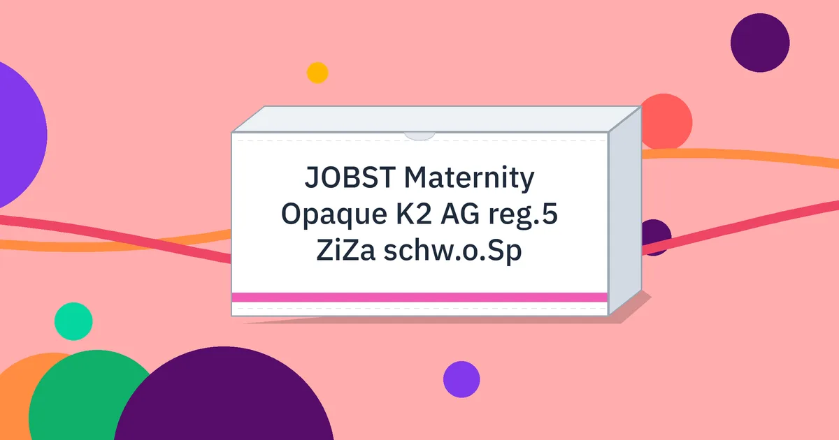 Symbolbild: Packung mit der Aufschrift JOBST Maternity Opaque K2 AG reg.5 ZiZa schw.o.Sp (PZN 15853435) – Verfügbarkeit und Bezug in Apotheken in Frankfurt am Main