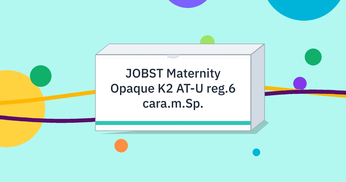 Symbolbild: Packung mit der Aufschrift JOBST Maternity Opaque K2 AT-U reg.6 cara.m.Sp. (PZN 15851778) – Verfügbarkeit und Bezug in Apotheken in Frankfurt am Main