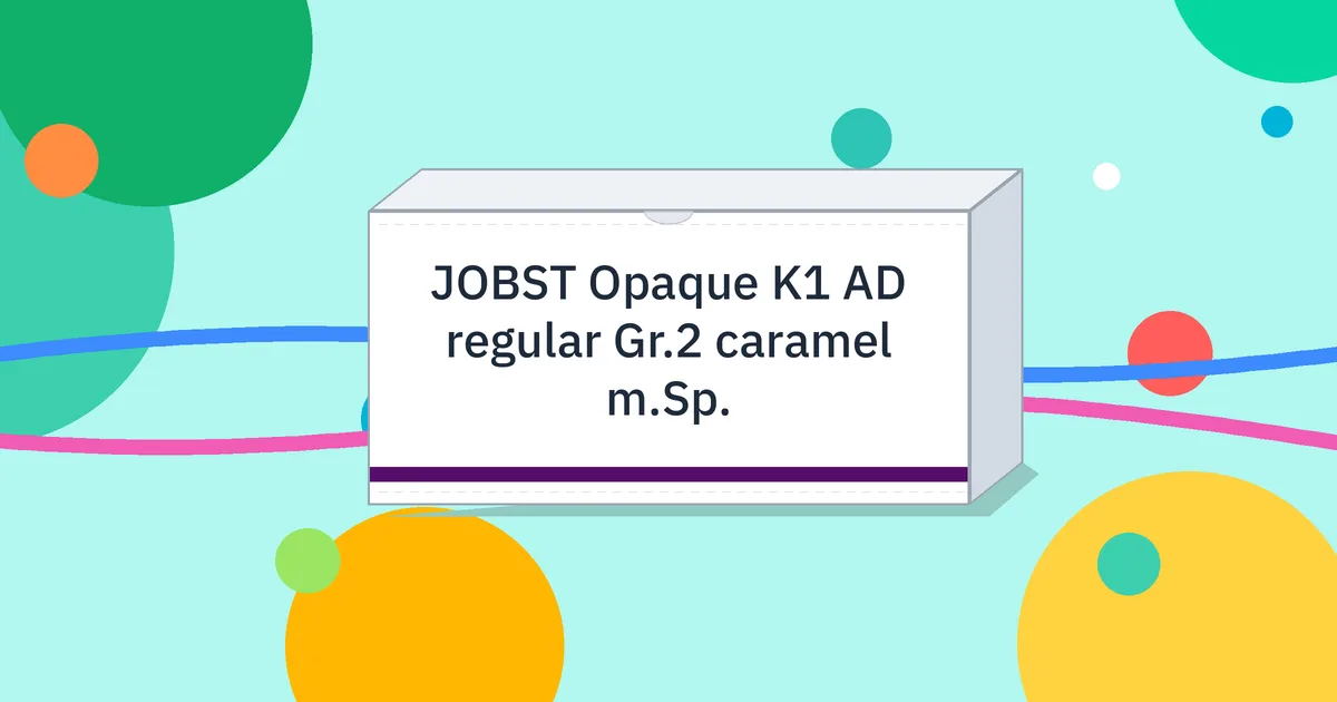 Symbolbild: Packung mit der Aufschrift JOBST Opaque K1 AD regular Gr.2 caramel m.Sp. (PZN 13080897) – Verfügbarkeit und Bezug in Apotheken in Frankfurt am Main