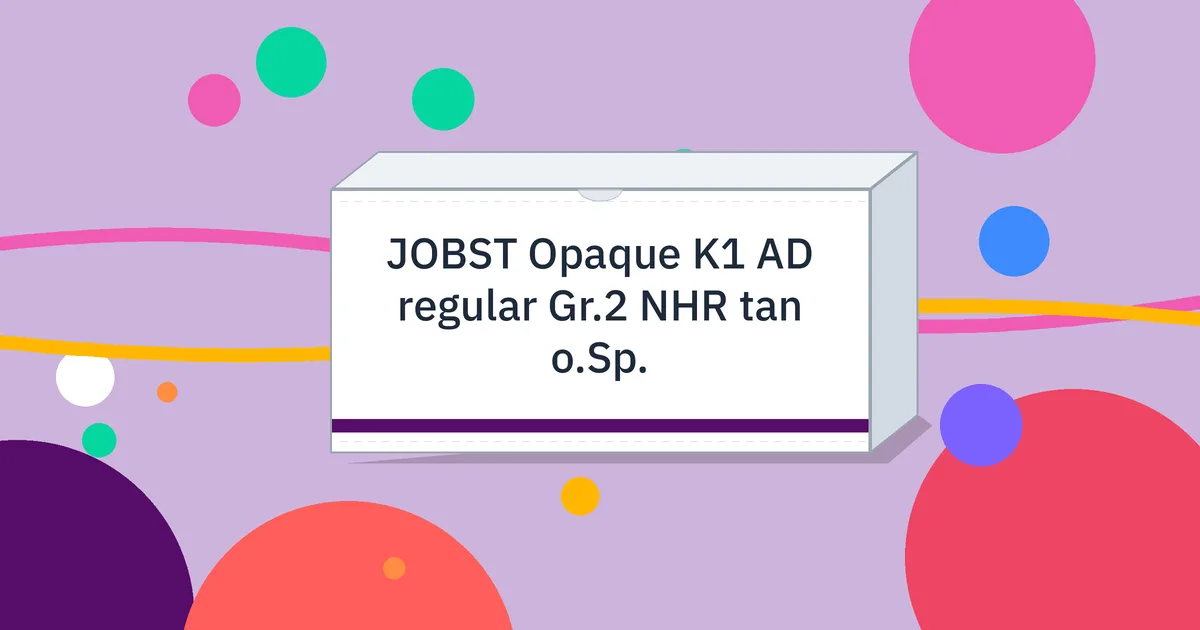 Symbolbild: Packung mit der Aufschrift JOBST Opaque K1 AD regular Gr.2 NHR tan o.Sp. (PZN 16262937) – Verfügbarkeit und Bezug in Apotheken in Frankfurt am Main