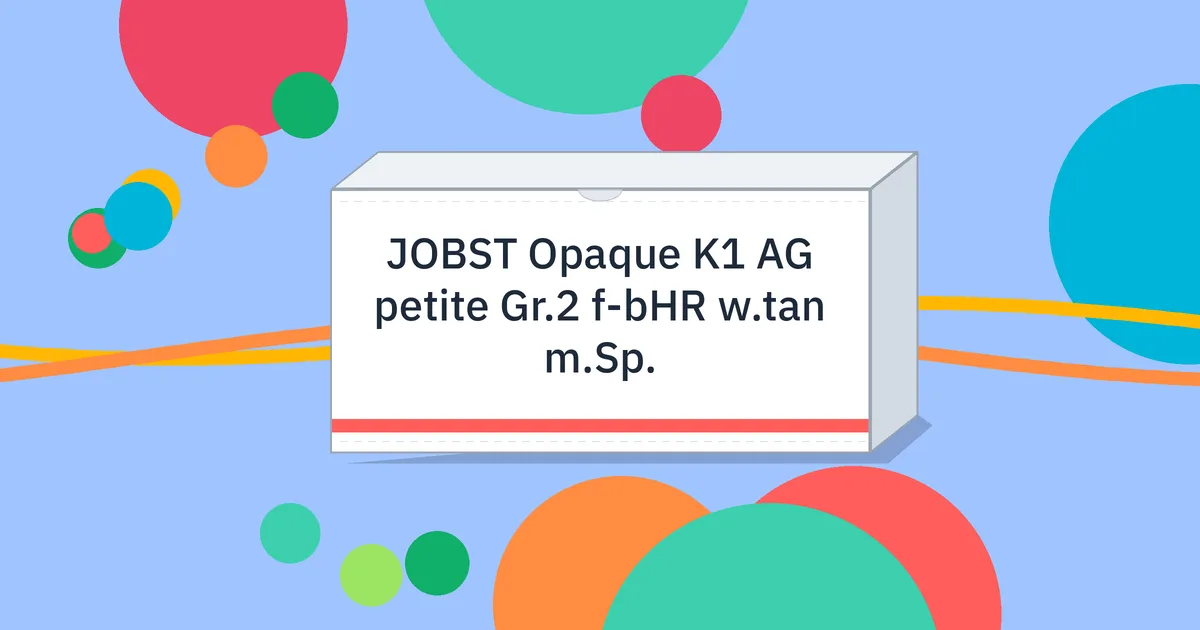 Symbolbild: Packung mit der Aufschrift JOBST Opaque K1 AG petite Gr.2 f-bHR w.tan m.Sp. (PZN 16269980) – Verfügbarkeit und Bezug in Apotheken in Frankfurt am Main