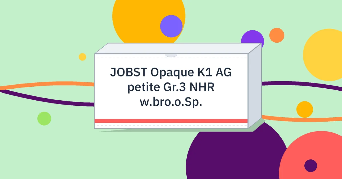 Symbolbild: Packung mit der Aufschrift JOBST Opaque K1 AG petite Gr.3 NHR w.bro.o.Sp. (PZN 13088350) – Verfügbarkeit und Bezug in Apotheken in Frankfurt am Main