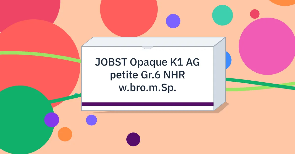 Symbolbild: Packung mit der Aufschrift JOBST Opaque K1 AG petite Gr.6 NHR w.bro.m.Sp. (PZN 13084808) – Verfügbarkeit und Bezug in Apotheken in Frankfurt am Main