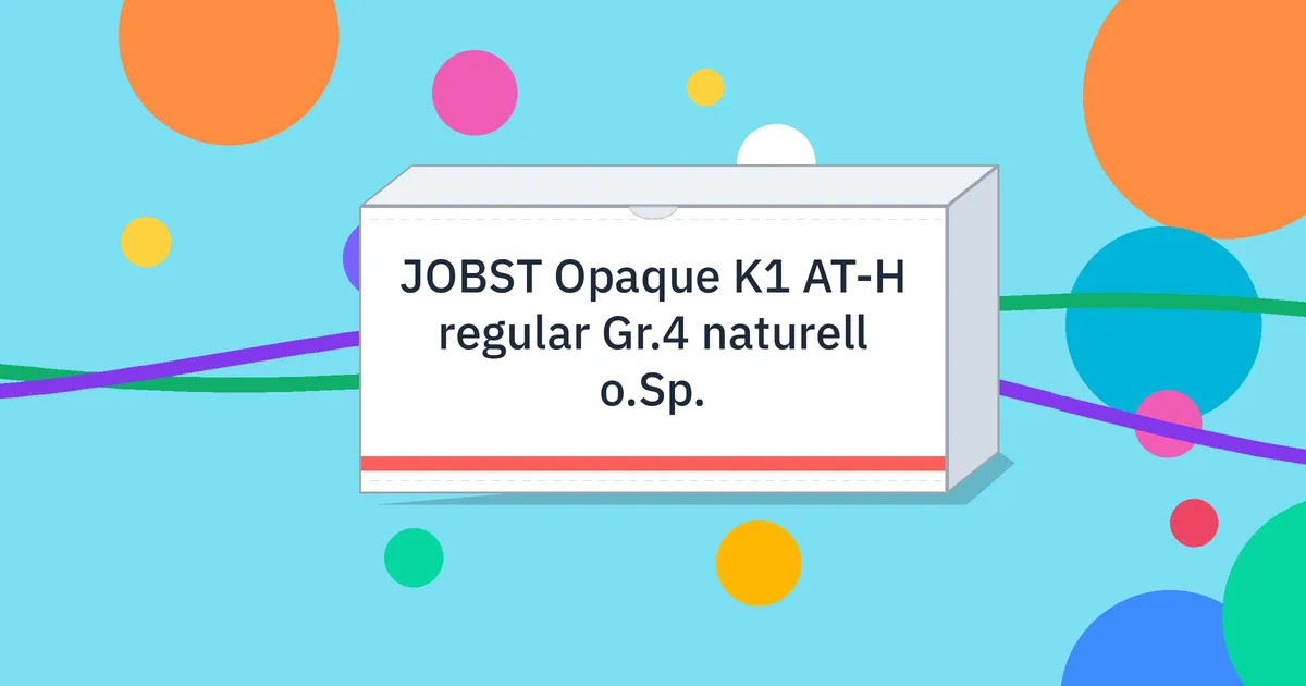 Symbolbild: Packung mit der Aufschrift JOBST Opaque K1 AT-H regular Gr.4 naturell o.Sp. (PZN 13105752) – Verfügbarkeit und Bezug in Apotheken in Frankfurt am Main