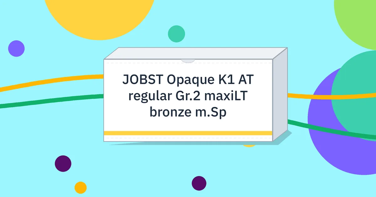 Symbolbild: Packung mit der Aufschrift JOBST Opaque K1 AT regular Gr.2 maxiLT bronze m.Sp (PZN 13105858) – Verfügbarkeit und Bezug in Apotheken in Frankfurt am Main