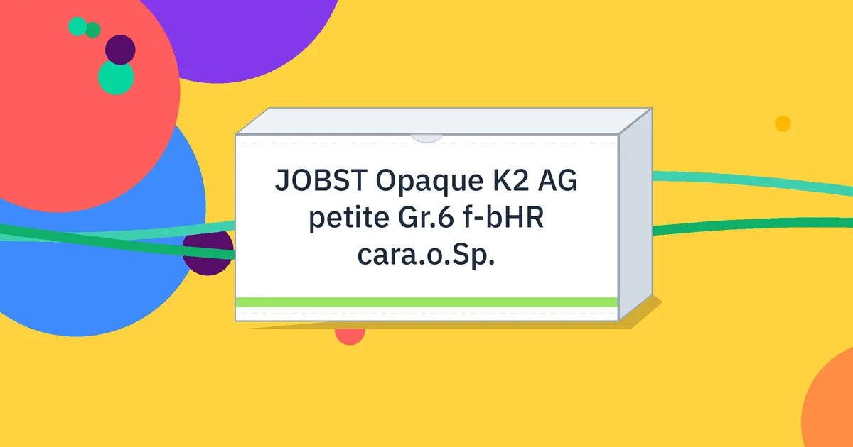 Symbolbild: Packung mit der Aufschrift JOBST Opaque K2 AG petite Gr.6 f-bHR cara.o.Sp. (PZN 11254732) – Verfügbarkeit und Bezug in Apotheken in Frankfurt am Main