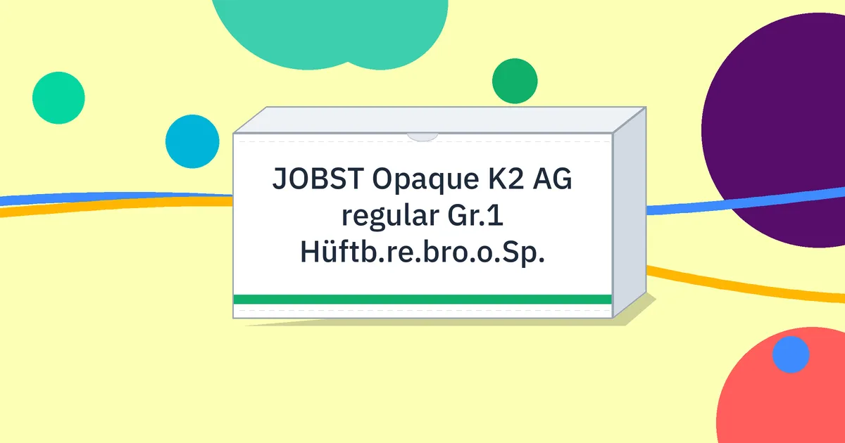 Symbolbild: Packung mit der Aufschrift JOBST Opaque K2 AG regular Gr.1 Hüftb.re.bro.o.Sp. (PZN 13117459) – Verfügbarkeit und Bezug in Apotheken in Frankfurt am Main