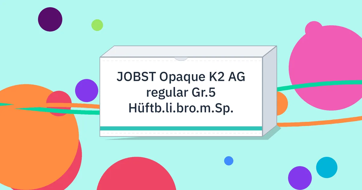 Symbolbild: Packung mit der Aufschrift JOBST Opaque K2 AG regular Gr.5 Hüftb.li.bro.m.Sp. (PZN 13115667) – Verfügbarkeit und Bezug in Apotheken in Frankfurt am Main