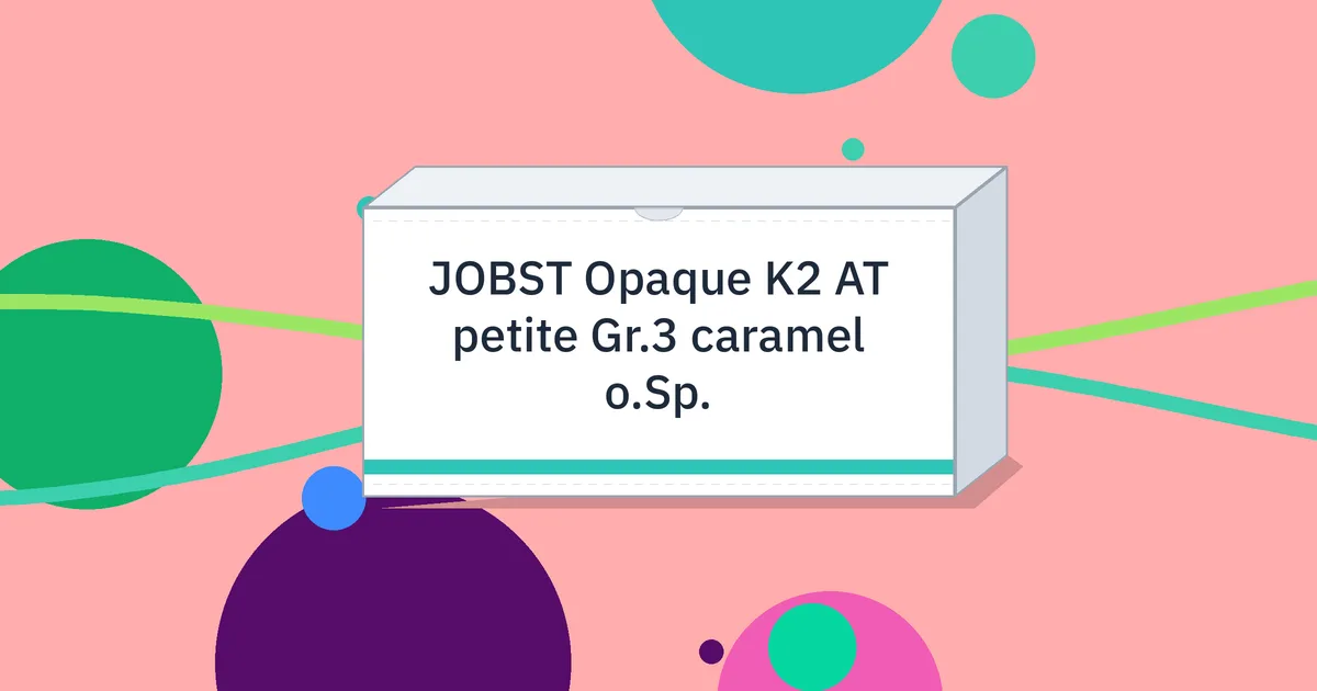 Symbolbild: Packung mit der Aufschrift JOBST Opaque K2 AT petite Gr.3 caramel o.Sp. (PZN 10724302) – Verfügbarkeit und Bezug in Apotheken in Frankfurt am Main