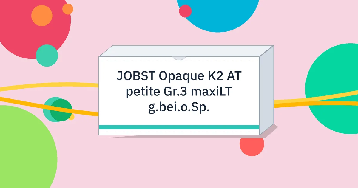 Symbolbild: Packung mit der Aufschrift JOBST Opaque K2 AT petite Gr.3 maxiLT g.bei.o.Sp. (PZN 16290862) – Verfügbarkeit und Bezug in Apotheken in Frankfurt am Main
