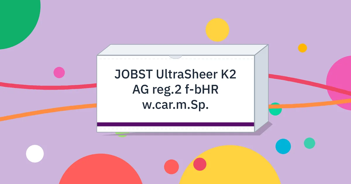 Symbolbild: Packung mit der Aufschrift JOBST UltraSheer K2 AG reg.2 f-bHR w.car.m.Sp. (PZN 11260388) – Verfügbarkeit und Bezug in Apotheken in Frankfurt am Main