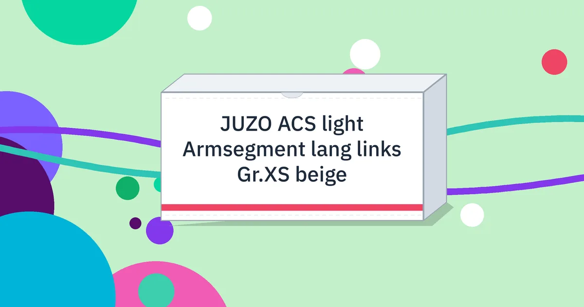 Symbolbild: Packung mit der Aufschrift JUZO ACS light Armsegment lang links Gr.XS beige (PZN 13885690) – Verfügbarkeit und Bezug in Apotheken in Frankfurt am Main