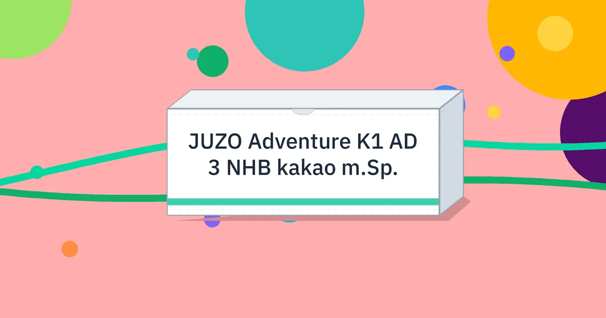 Symbolbild: Packung mit der Aufschrift JUZO Adventure K1 AD 3 NHB kakao m.Sp. (PZN 14974680) – Verfügbarkeit und Bezug in Apotheken in Frankfurt am Main