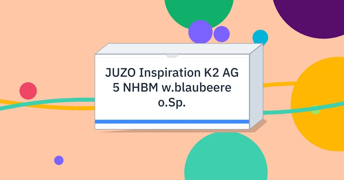 Symbolbild: Packung mit der Aufschrift JUZO Inspiration K2 AG 5 NHBM w.blaubeere o.Sp. (PZN 14946324) – Verfügbarkeit und Bezug in Apotheken in Frankfurt am Main