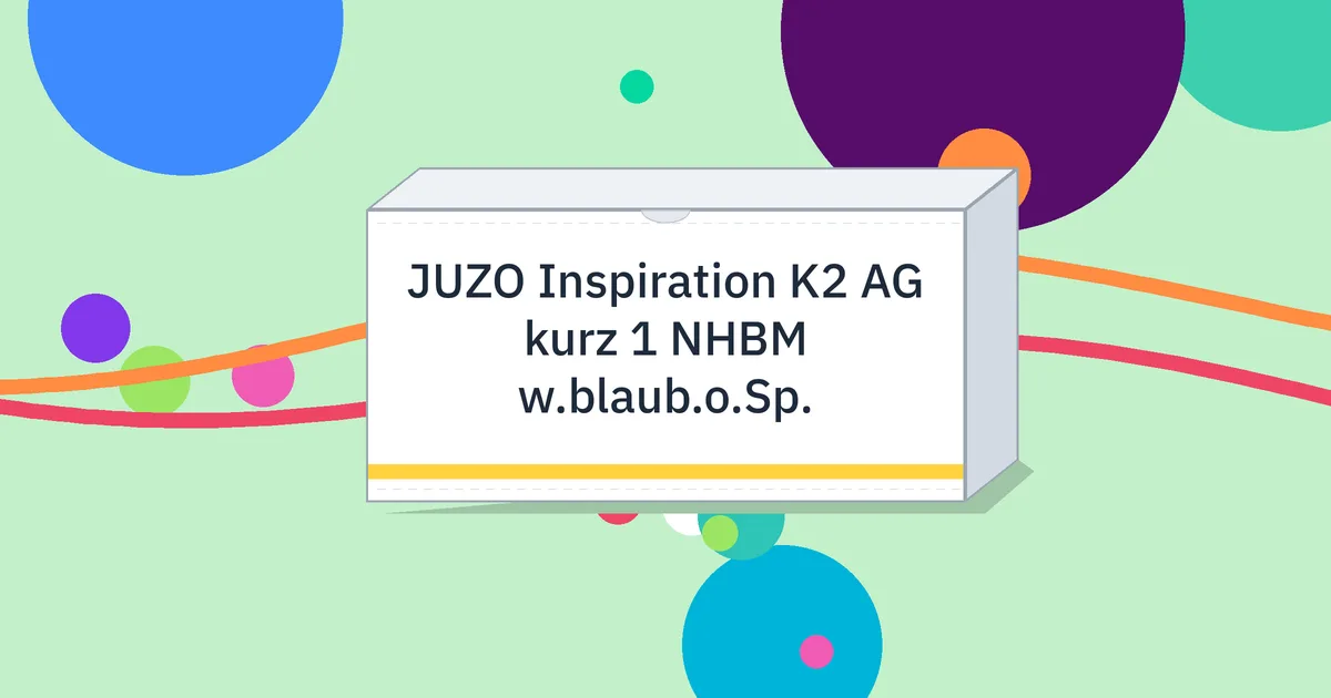 Symbolbild: Packung mit der Aufschrift JUZO Inspiration K2 AG kurz 1 NHBM w.blaub.o.Sp. (PZN 14946991) – Verfügbarkeit und Bezug in Apotheken in Frankfurt am Main