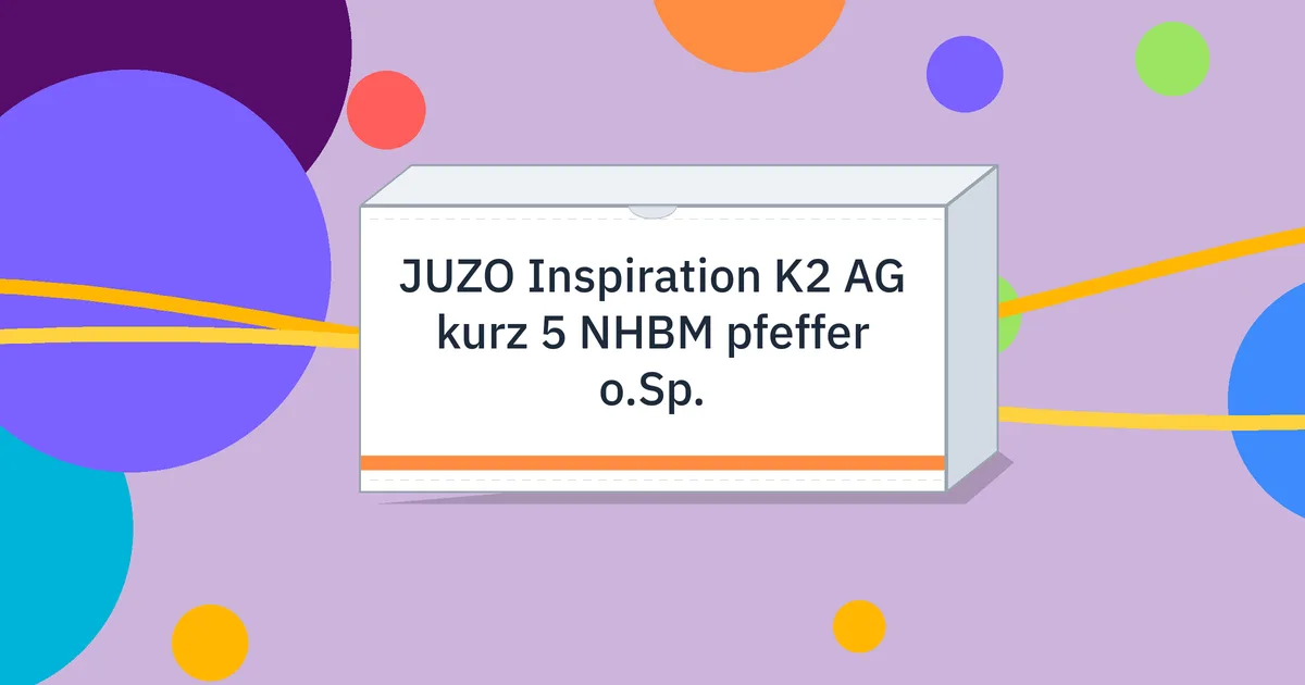 Symbolbild: Packung mit der Aufschrift JUZO Inspiration K2 AG kurz 5 NHBM pfeffer o.Sp. (PZN 14949966) – Verfügbarkeit und Bezug in Apotheken in Frankfurt am Main