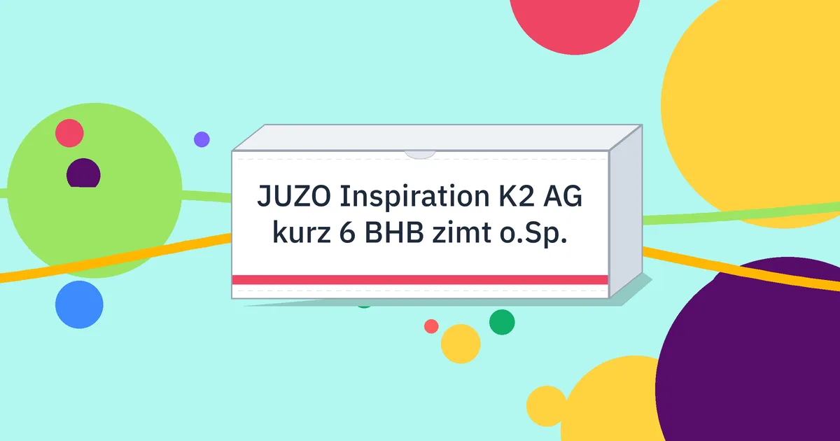Symbolbild: Packung mit der Aufschrift JUZO Inspiration K2 AG kurz 6 BHB zimt o.Sp. (PZN 14834737) – Verfügbarkeit und Bezug in Apotheken in Frankfurt am Main