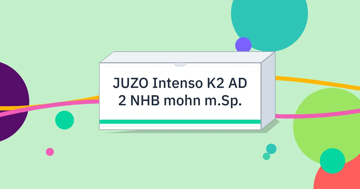 Symbolbild: Packung mit der Aufschrift JUZO Intenso K2 AD 2 NHB mohn m.Sp. (PZN 18609960) – Verfügbarkeit und Bezug in Apotheken in Frankfurt am Main