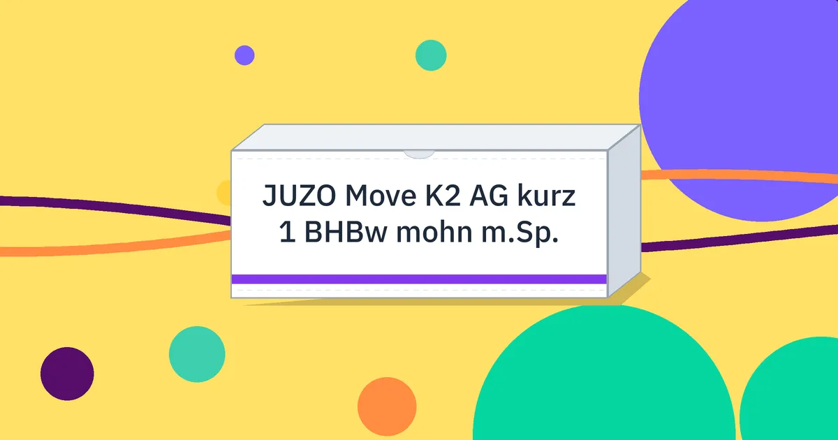 Symbolbild: Packung mit der Aufschrift JUZO Move K2 AG kurz 1 BHBw mohn m.Sp. (PZN 18559966) – Verfügbarkeit und Bezug in Apotheken in Frankfurt am Main
