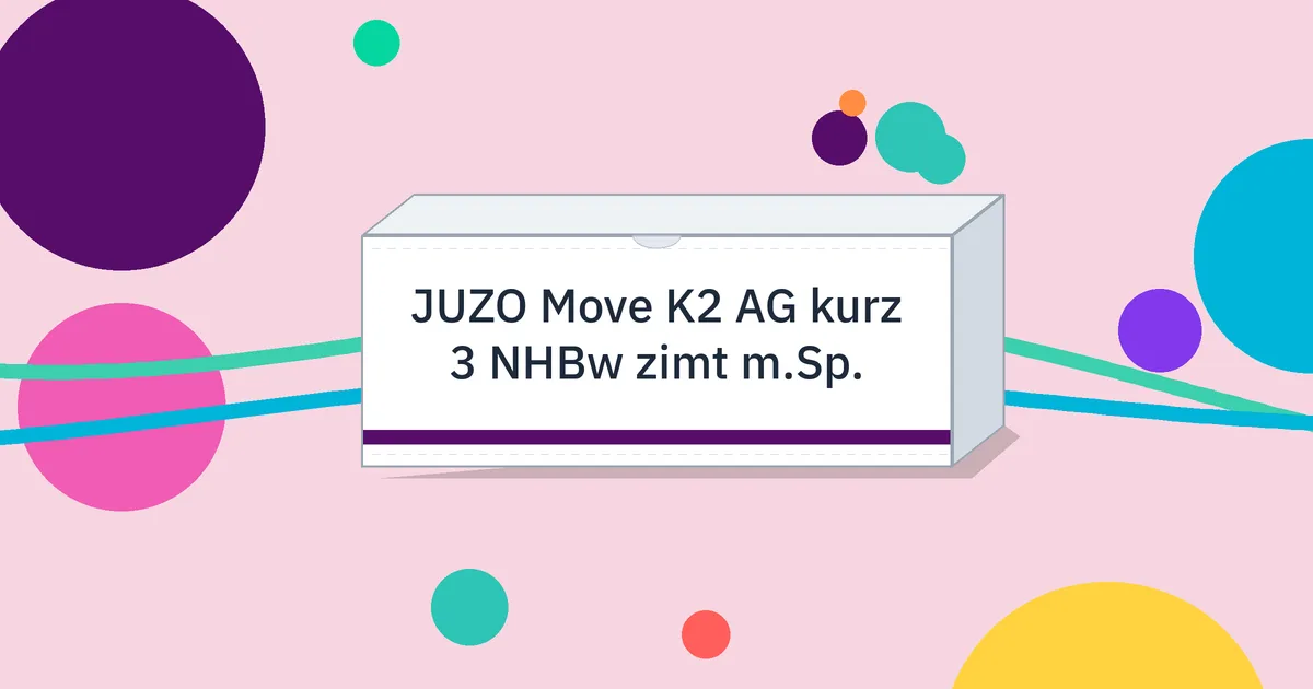 Symbolbild: Packung mit der Aufschrift JUZO Move K2 AG kurz 3 NHBw zimt m.Sp. (PZN 18527038) – Verfügbarkeit und Bezug in Apotheken in Frankfurt am Main
