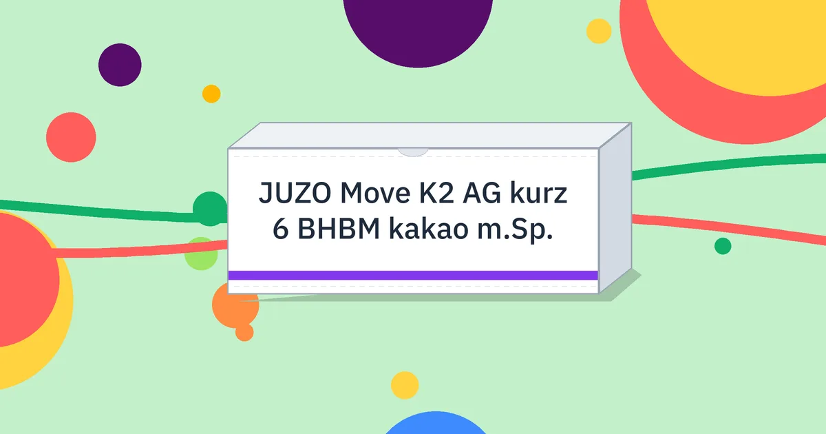Symbolbild: Packung mit der Aufschrift JUZO Move K2 AG kurz 6 BHBM kakao m.Sp. (PZN 18560320) – Verfügbarkeit und Bezug in Apotheken in Frankfurt am Main