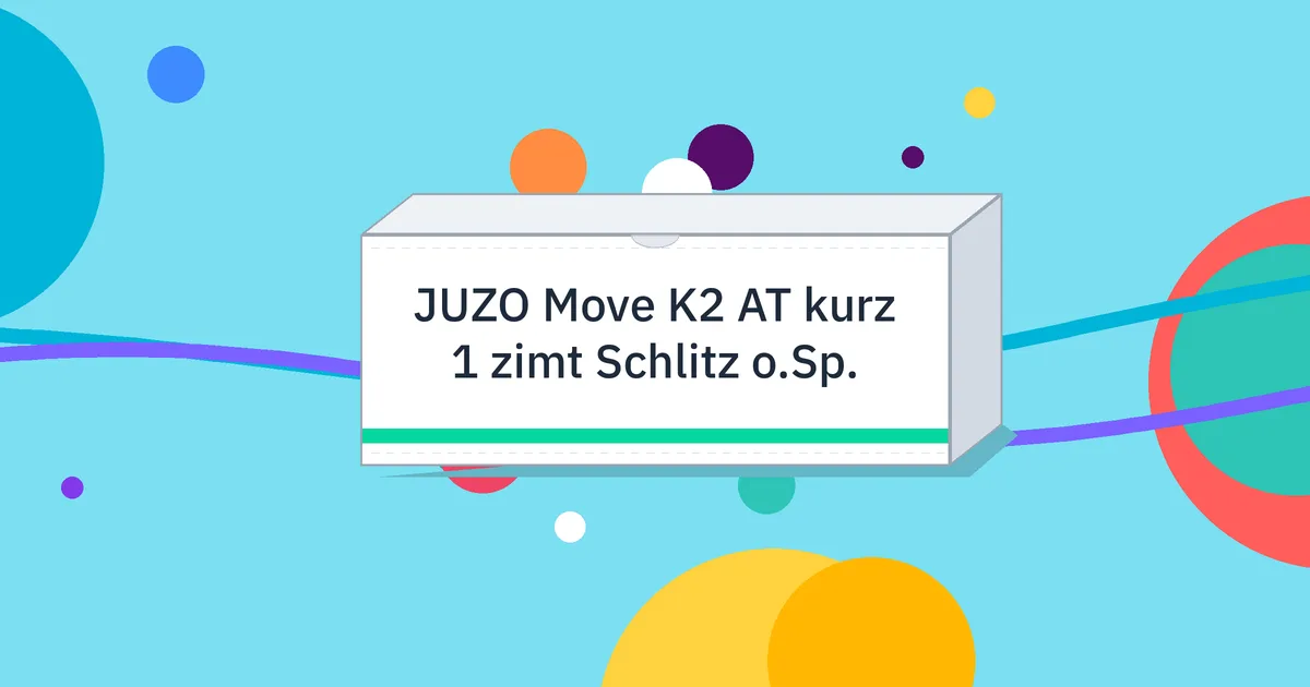Symbolbild: Packung mit der Aufschrift JUZO Move K2 AT kurz 1 zimt Schlitz o.Sp. (PZN 20676337) – Verfügbarkeit und Bezug in Apotheken in Frankfurt am Main