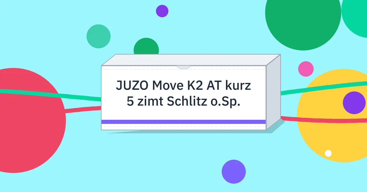 Symbolbild: Packung mit der Aufschrift JUZO Move K2 AT kurz 5 zimt Schlitz o.Sp. (PZN 20676389) – Verfügbarkeit und Bezug in Apotheken in Frankfurt am Main