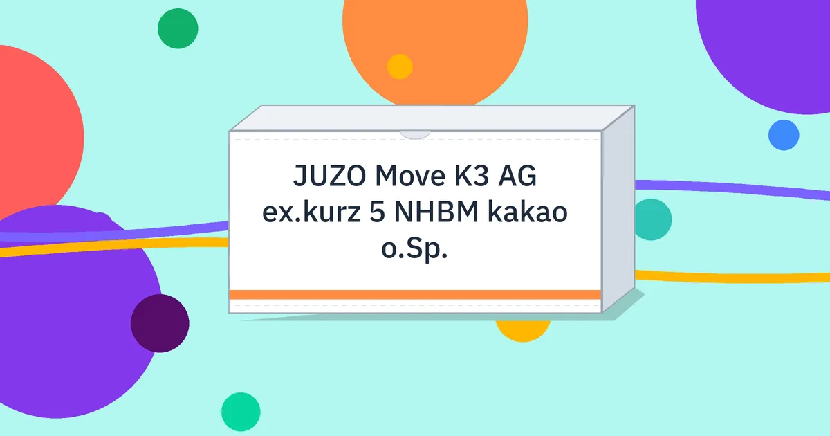 Symbolbild: Packung mit der Aufschrift JUZO Move K3 AG ex.kurz 5 NHBM kakao o.Sp. (PZN 18596648) – Verfügbarkeit und Bezug in Apotheken in Frankfurt am Main