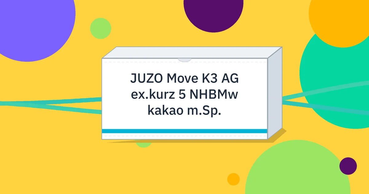 Symbolbild: Packung mit der Aufschrift JUZO Move K3 AG ex.kurz 5 NHBMw kakao m.Sp. (PZN 18594891) – Verfügbarkeit und Bezug in Apotheken in Frankfurt am Main