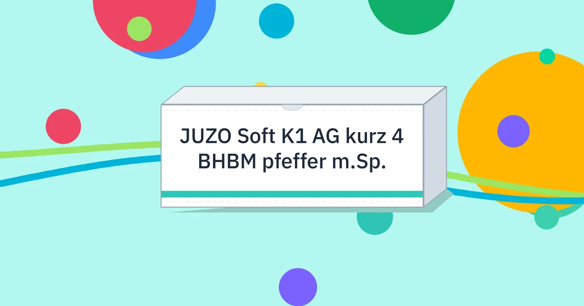 Symbolbild: Packung mit der Aufschrift JUZO Soft K1 AG kurz 4 BHBM pfeffer m.Sp. (PZN 14855478) – Verfügbarkeit und Bezug in Apotheken in Frankfurt am Main