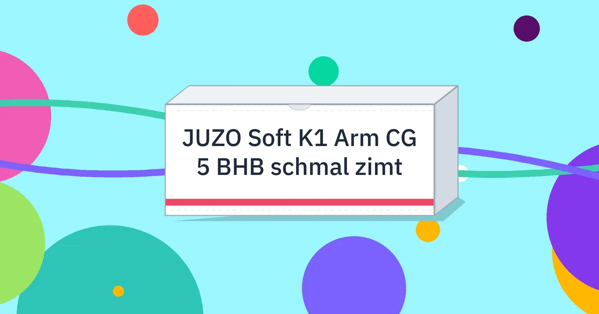 Symbolbild: Packung mit der Aufschrift JUZO Soft K1 Arm CG 5 BHB schmal zimt (PZN 15507609) – Verfügbarkeit und Bezug in Apotheken in Frankfurt am Main